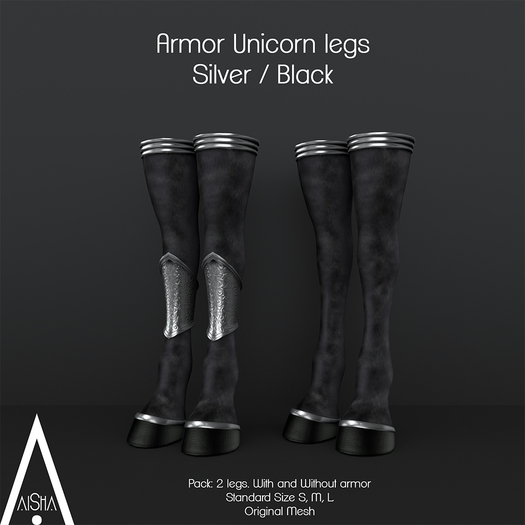 Second Life Marketplace - .AiShA. Armor Unicorn Legs Silver/Black