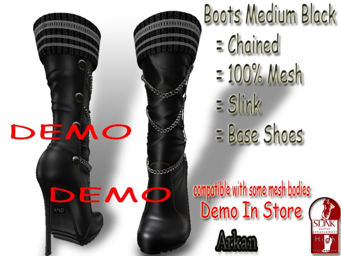 Second Life Marketplace - .::Arkan::. Boots Medium Black Demo
