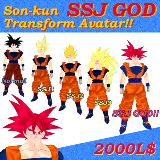 Second Life Marketplace - Son-kun transform Av Super Saiyan GOD