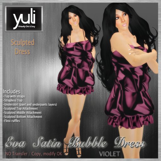 Second Life Marketplace - (Yuli) Eva Satin Bubble Dress Violet