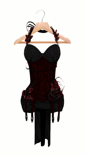 Second Life Marketplace - The Annex - The Rose Burlesque Outfit - Burgandy
