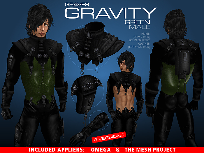 Second Life Marketplace - GRAVES Gravity - Green - male + inclusive ...