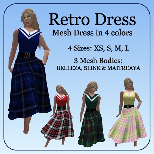Second Life Marketplace - **Eagle's Fashion** Retro Mesh Blue Plaid