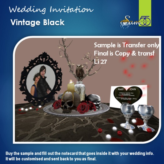 Second Life Marketplace - Wedding Invitation - Vintage Black