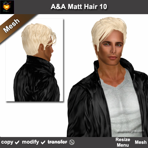 Second Life Marketplace - A&A Matt Hair Platinum (Color 10). Short ...