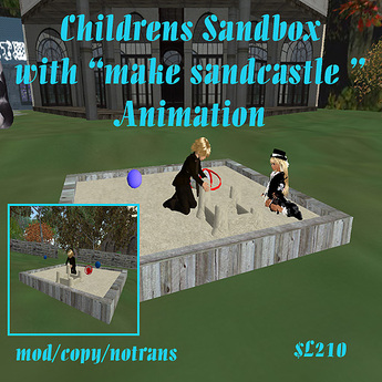 Second Life Marketplace - Childrens Sandbox with 'make sandcastle ...