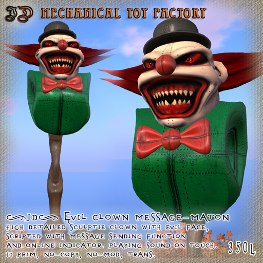 Second Life Marketplace - ~JD~ MTF Evil Clown Messagematon Boxed