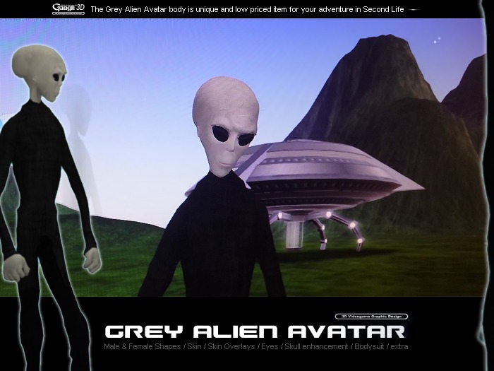 Second Life Marketplace - Gaagii 3D - Grey Alien Avatar - male & female