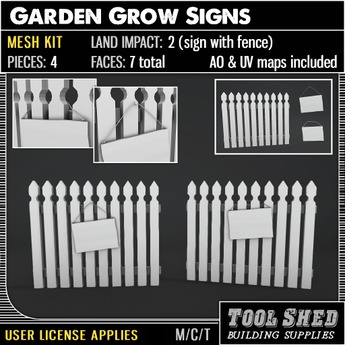 Second Life Marketplace - Tool Shed - Garden Grow Signs Kit