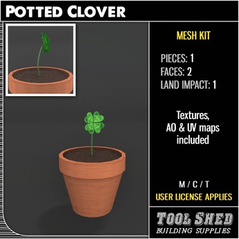 Second Life Marketplace - Tool Shed - Potted Clover Mesh Kit