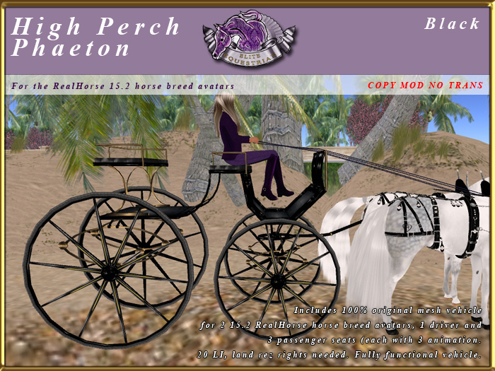 Second Life Marketplace - *E* High Perch Phaeton [RH 15.2] BOXED Black