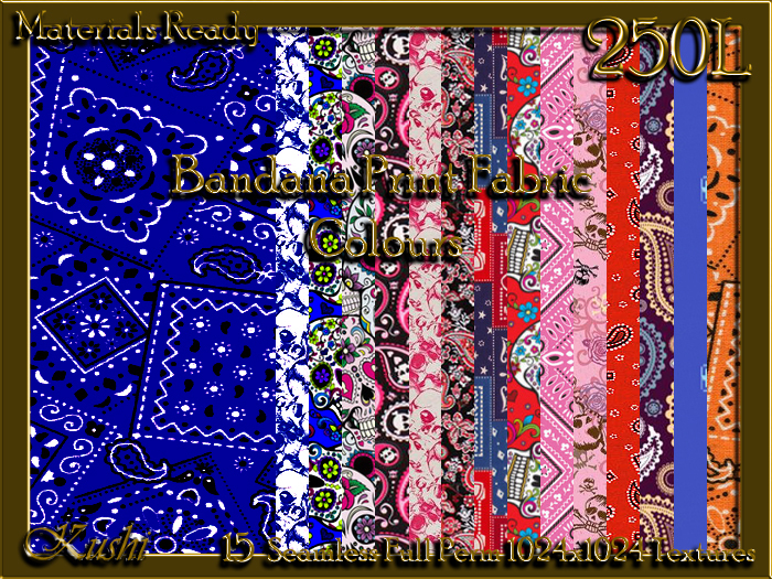 Second Life Marketplace - Bandana Print Colours Fabric Seamless ...