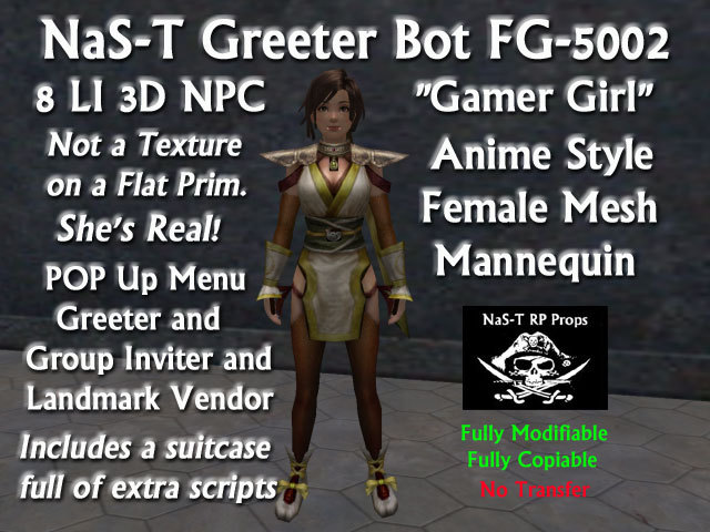 Second Life Marketplace - NaS-T Greeter Bot Gamer Girl FG-5002 Anime ...