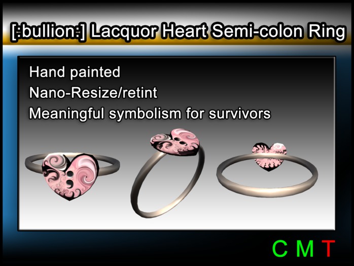 Second Life Marketplace - [:Bullion:] Lacquor Heart Semi-colon Ring