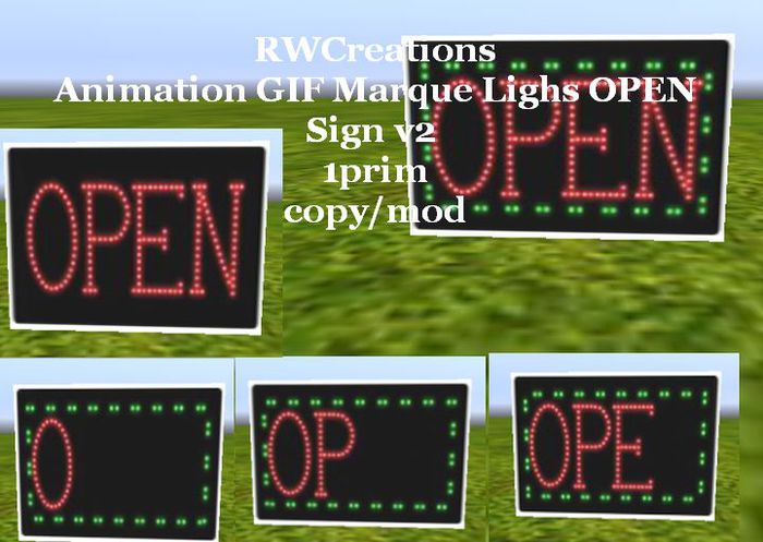 Second Life Marketplace - Animation GIF Marque Lighs OPEN Sign v2 ...