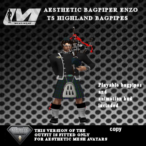 Second Life Marketplace - LM Aesthetic bagpiper outfit with TS Highland ...