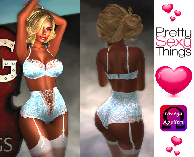 Second Life Marketplace - ★ Pretty Sexy Things - Marilyn - White with Blue - Omega Applier Only