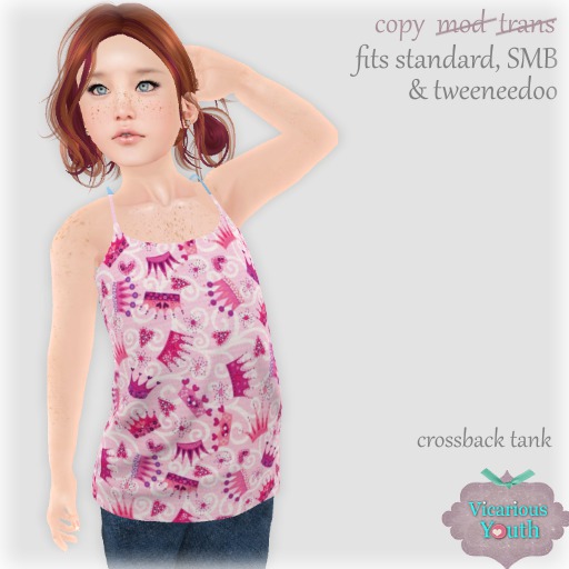Second Life Marketplace - {V*Y} Crossback Tank - Princess Crowns