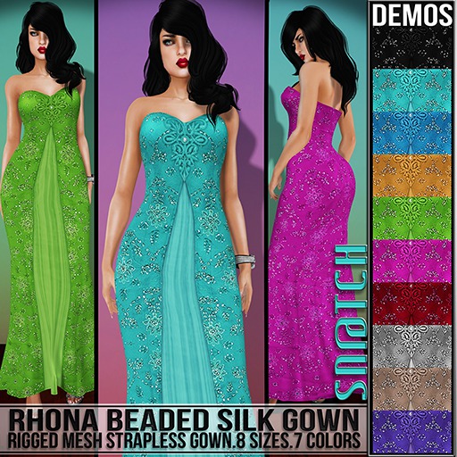 Second Life Marketplace - :::Sn@tch Rhona Sequin Gown (All Colors/Sizes ...