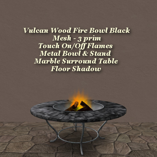 Second Life Marketplace - Vulcan Wood Fire Bowl Black
