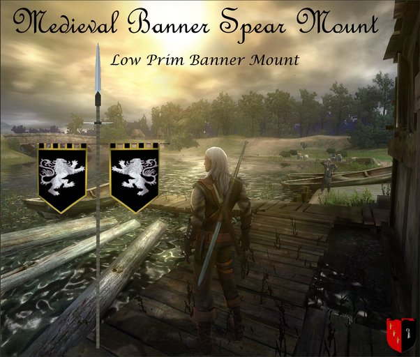 Second Life Marketplace - Banner Spear Mount - Medeival - Low Prim