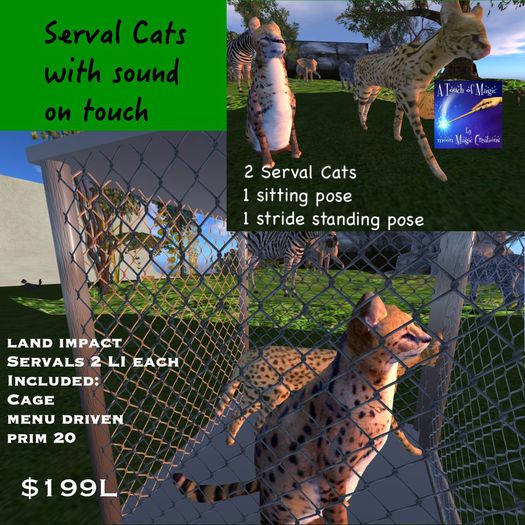Second Life Marketplace - Serval Cats Cage included(crate)