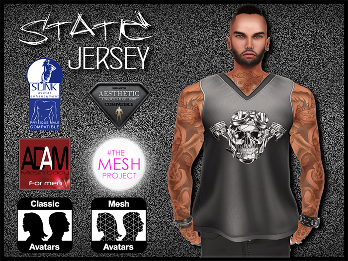 Second Life Marketplace - STATIC - SKULL GOGGLES & PISTONS JERSEY