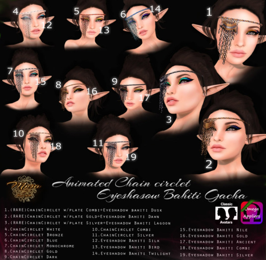 Second Life Marketplace - 19.!Musa! Eyeshadow Bahiti Silver
