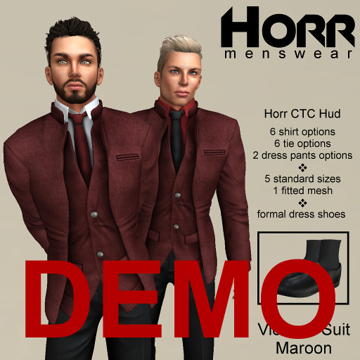 Second Life Marketplace - -HORR- DEMO Mesh Vicenza Suit CTC - Maroon ...