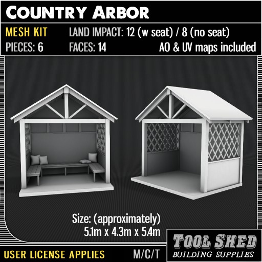 Second Life Marketplace - Tool Shed - Country Arbor Mesh Kit
