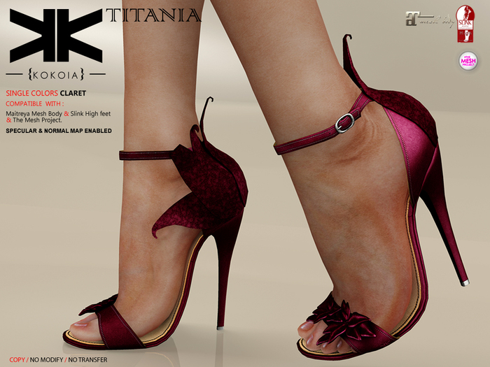 Second Life Marketplace - Titania :: Shoes :: Claret :: {kokoia}