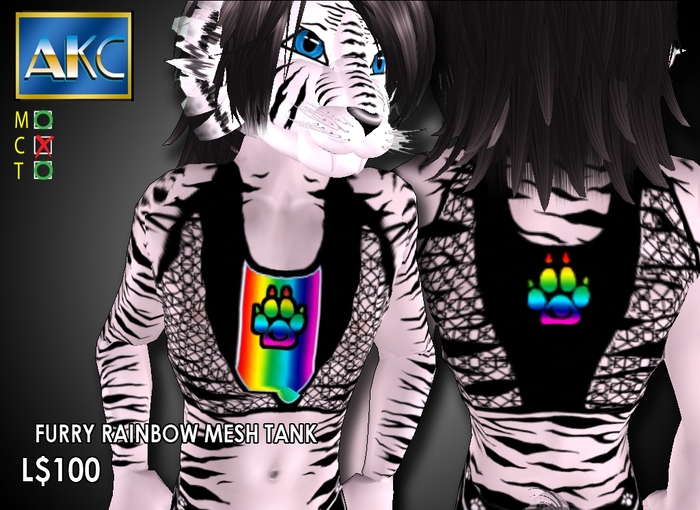 Second Life Marketplace - AKC Rainbow Furry Mesh Top Bag