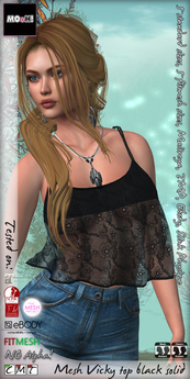 Second Life Marketplace - MOoH! Vicky top Black solid