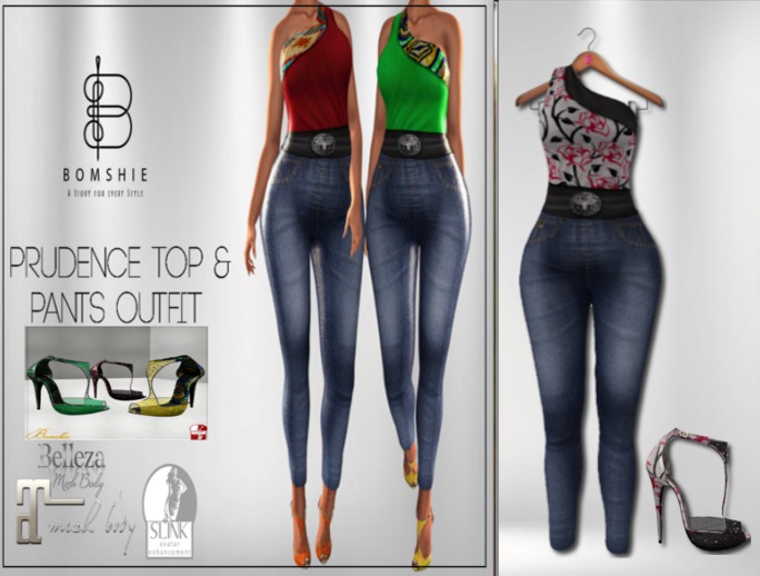 Second Life Marketplace - B Prudence Rose Top & Jeans Outfit