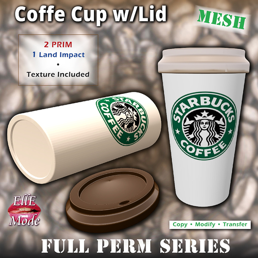 Second Life Marketplace - COFFEE CUP w/LID - Starbucks - mesh - 2 prim ...