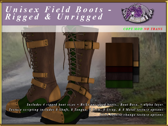 Second Life Marketplace - *E* Unisex Un/Rigged Field Boots [BOXED ...
