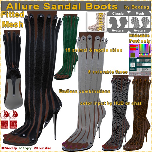 Second Life Marketplace - Allure Sandal Boots - demo