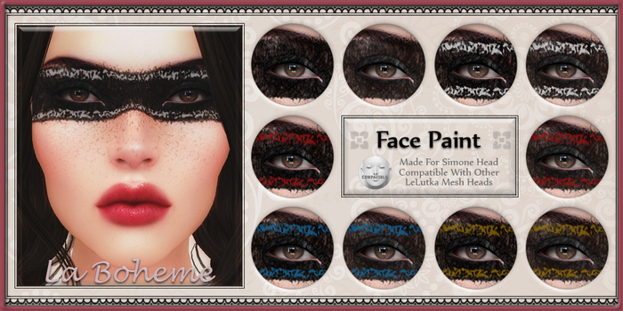 Second Life Marketplace - [LB Face Paint] *Lelutka Applier* Barred (Boxed)