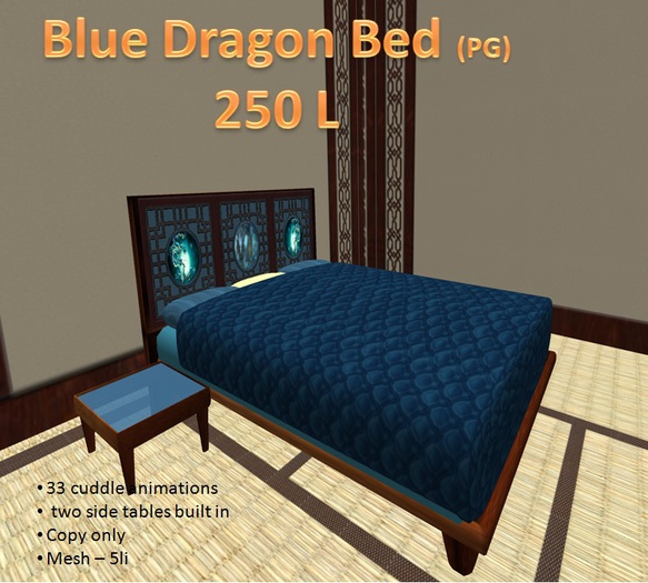 Second Life Marketplace - Blue Dragon Cuddles Bed