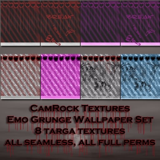 Second Life Marketplace - CamRock Textures - Wallpapers Emo Grunge Hearts