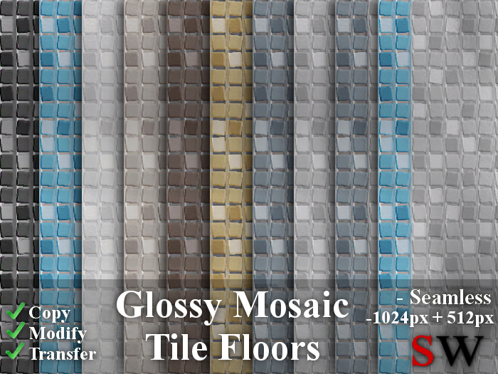 Second Life Marketplace - -SW- Glossy Mosaic Tile Floors Texture Pack ...