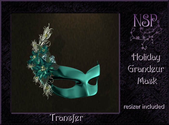 Second Life Marketplace - NSP Holiday Grandeur Mask (Peridot & Teal ...