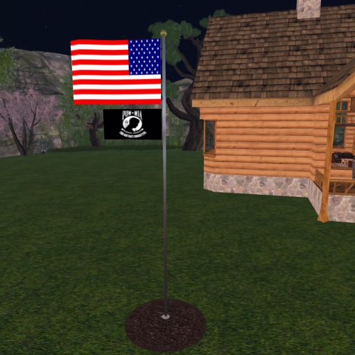 Second Life Marketplace - Flag Pole with U.S and POW/MIA