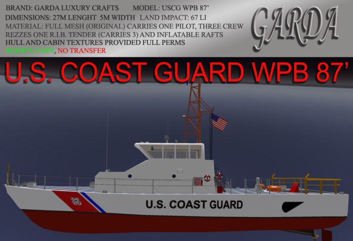Second Life Marketplace - United States Coast Guard Patrol Boat WPB 87