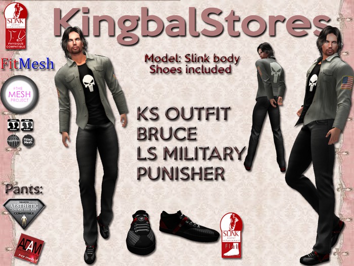 Second Life Marketplace - KS OUTFIT BRUCE LS MILITARY UNDERSHIRT BLACK ...