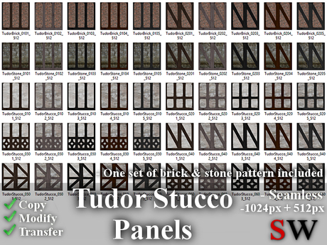 Second Life Marketplace - -SW- Seamless Tudor Stucco Panels Texture ...