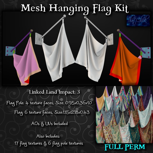 Second Life Marketplace - ~tc~ Mesh Hanging Flag Full Perm Kit