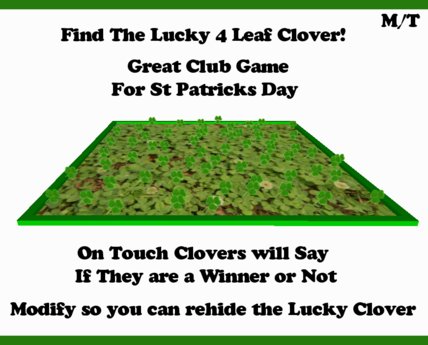 Second Life Marketplace - Lucky 4 Leaf Clover Game