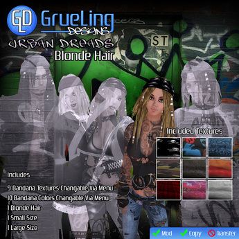 Second Life Marketplace - GrueLing Designs - Urban Dreads Blonde Hair