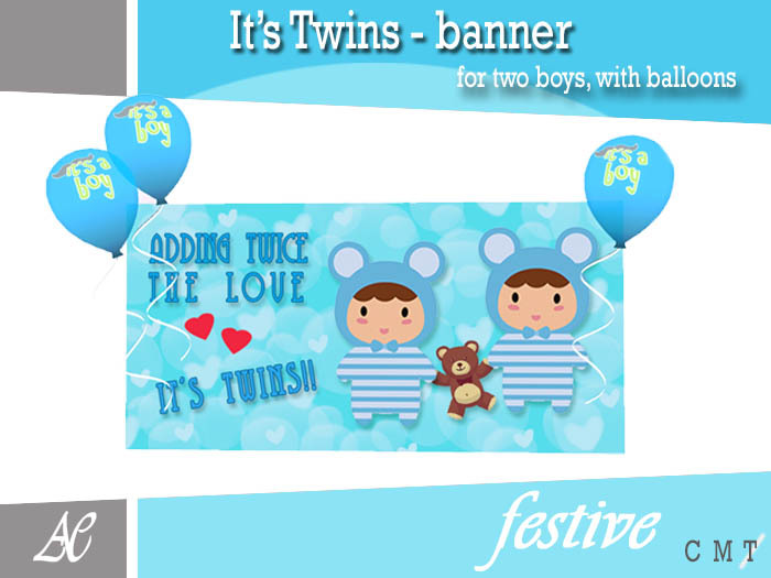 Second Life Marketplace - It's Twins, two boys banner